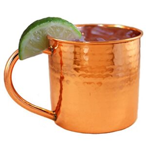 alchemade 100% pure copper hammered 16 oz mug - perfect cup for moscow mules, other cocktails, or your favorite beverage - keeps drinks colder, longer