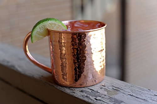 Alchemade 100% Pure Copper Hammered 16 Oz Mug - Perfect Cup For Moscow Mules, Other Cocktails, Or Your Favorite Beverage - Keeps Drinks Colder, Longer