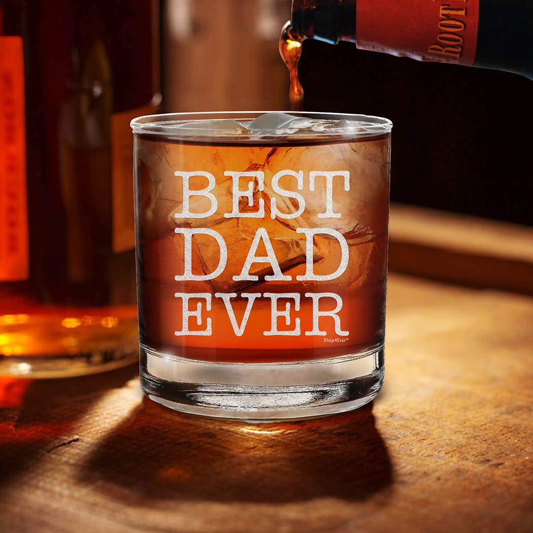 shop4ever Best Dad Ever Engraved Whiskey Glass Father's Day Gift for Dad