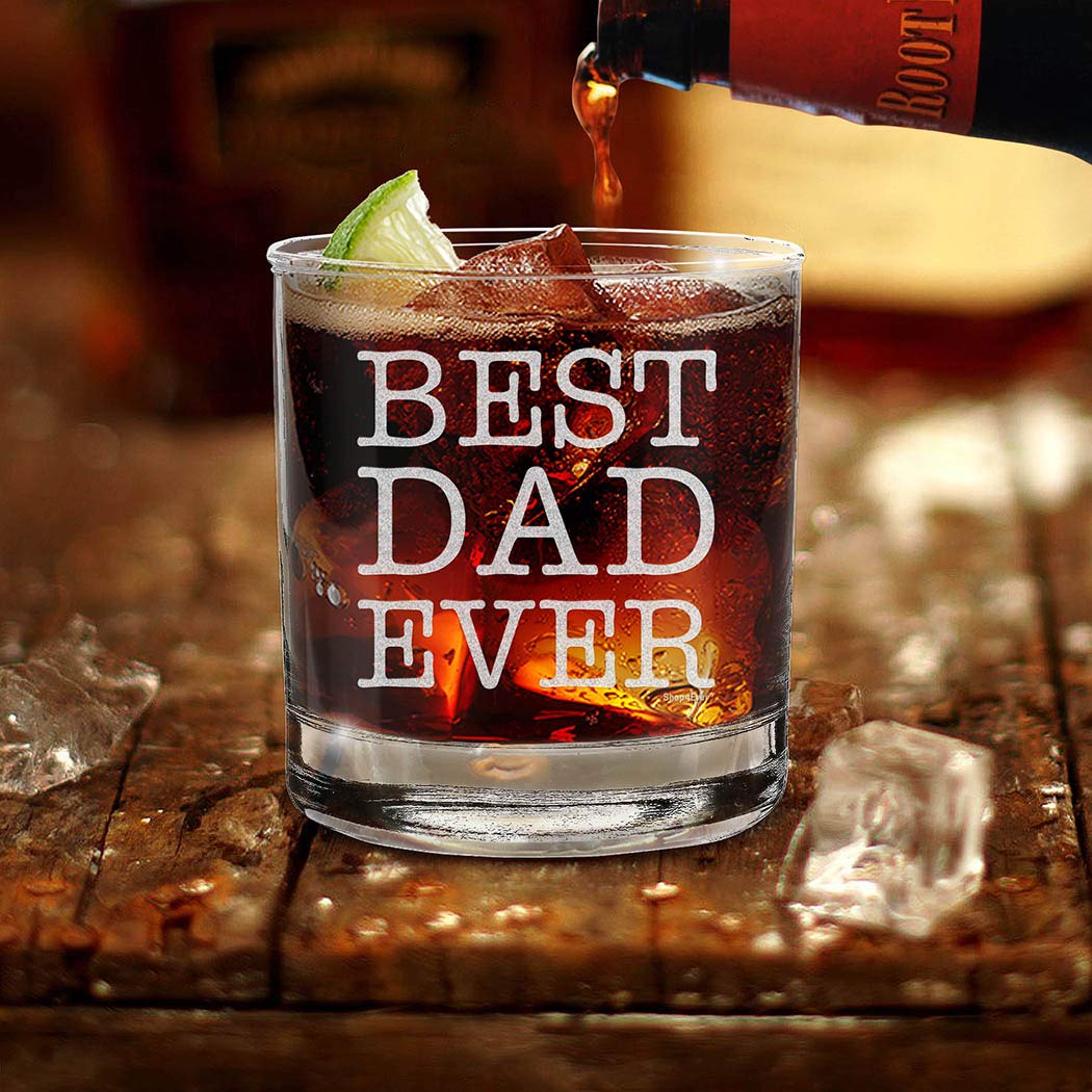 shop4ever Best Dad Ever Engraved Whiskey Glass Father's Day Gift for Dad