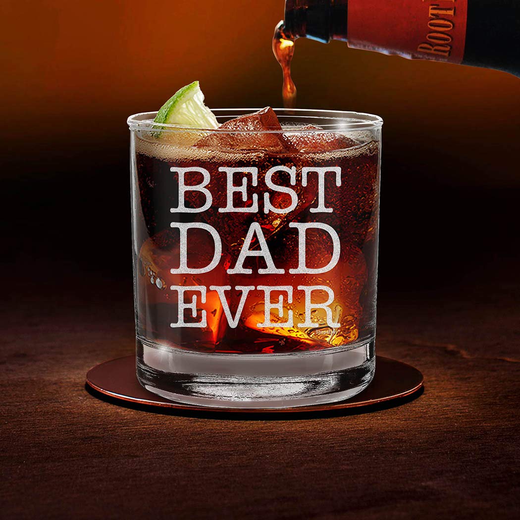 shop4ever Best Dad Ever Engraved Whiskey Glass Father's Day Gift for Dad