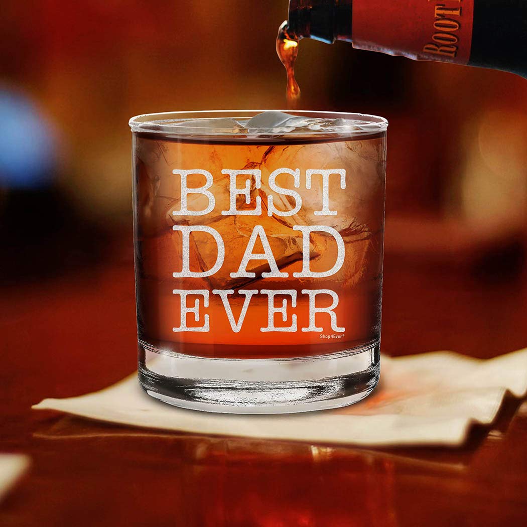 shop4ever Best Dad Ever Engraved Whiskey Glass Father's Day Gift for Dad