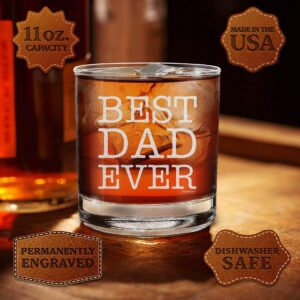 shop4ever Best Dad Ever Engraved Whiskey Glass Father's Day Gift for Dad