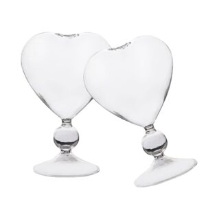 UPKOCH 4 Pcs Cocktail Glasses Heart Shape Glass Cups Wine Goblets Martini Glasses Champagne Cups for Bar Wedding Party Banque