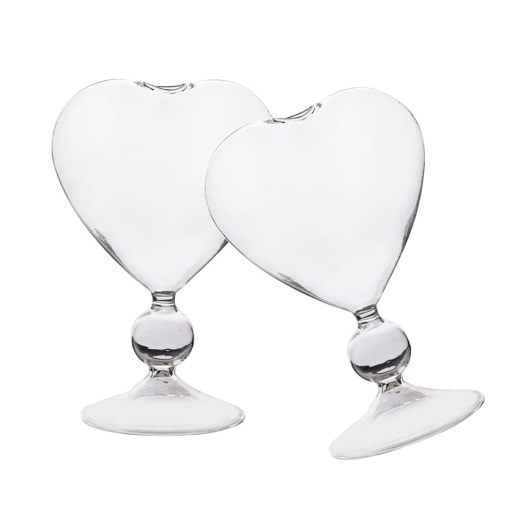 UPKOCH 4 Pcs Cocktail Glasses Heart Shape Glass Cups Wine Goblets Martini Glasses Champagne Cups for Bar Wedding Party Banque