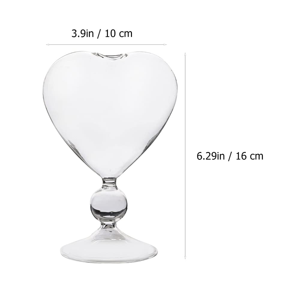 UPKOCH 4 Pcs Cocktail Glasses Heart Shape Glass Cups Wine Goblets Martini Glasses Champagne Cups for Bar Wedding Party Banque