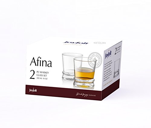 JoyJolt Afina Scotch Glasses, Old Fashioned Whiskey Glasses 10-Ounce, Ultra Clear Whiskey Glass for Bourbon and Liquor Set Of 2 Glassware