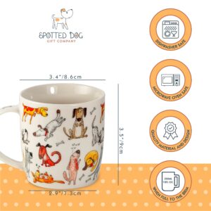 SPOTTED DOG GIFT COMPANY Dog Coffee Mug Set, Cute Mugs 12 oz Ceramic Porcelain China Coffee Tea Cups, Funny Dogs Themed Gifts for Dog Lovers and Animal Lovers Women Men, Set of 4