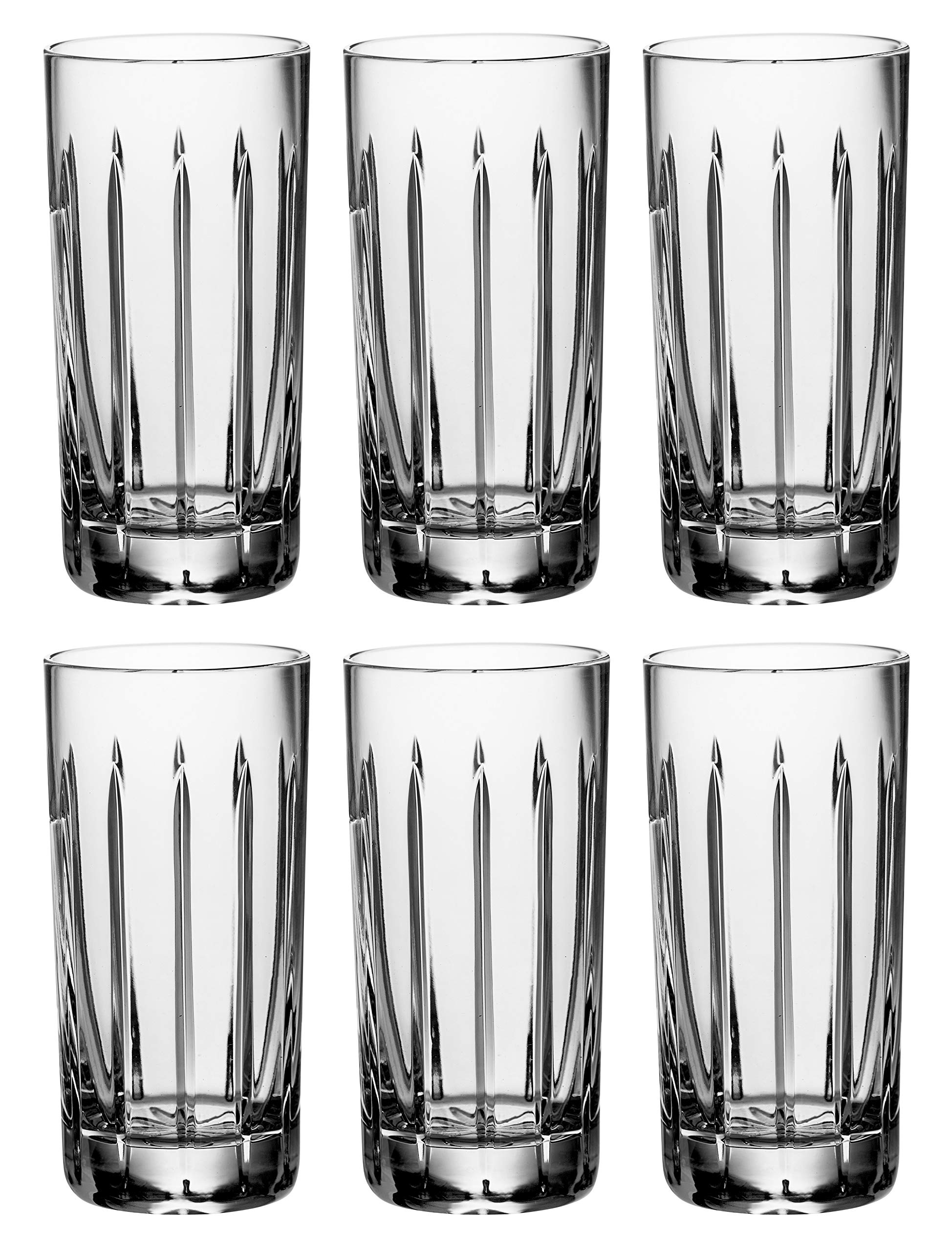 Crystal Highball Tumbler - Glass - Set of 6 - HB Tumblers - Hiball Glasses - Hand Cut Crystal - Drinking Tumblers - for Water - Juice - Wine - Beer and Cocktails - 15 oz. - by Barski - Made in Europe