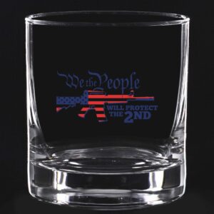 Lucky Shot - We The People Will Protect the 2nd Whiskey Glass | Independence Day Gift | American USA Patriotic Scotch Glass Gift | Retirement Gift for Him (11 oz)