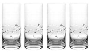 barski - handmade glass - sparkle - highball glass - decorated with real swarovski diamonds - 14 oz. - made in europe - set of 4