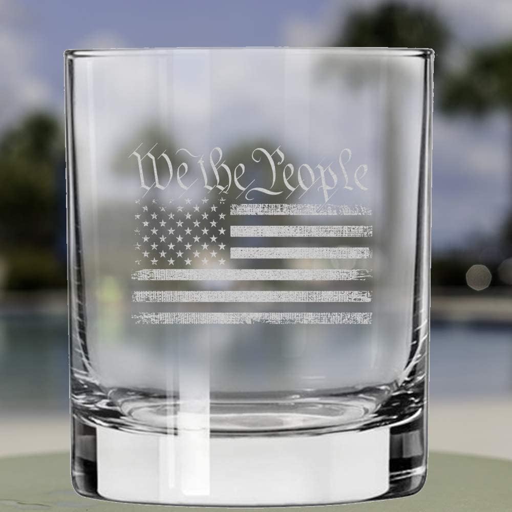 Lucky Shot - We The People American Flag Whiskey Glass | United States Constitution | America USA Patriotic Wine Glass Gift | Patriot Glass (11 oz)