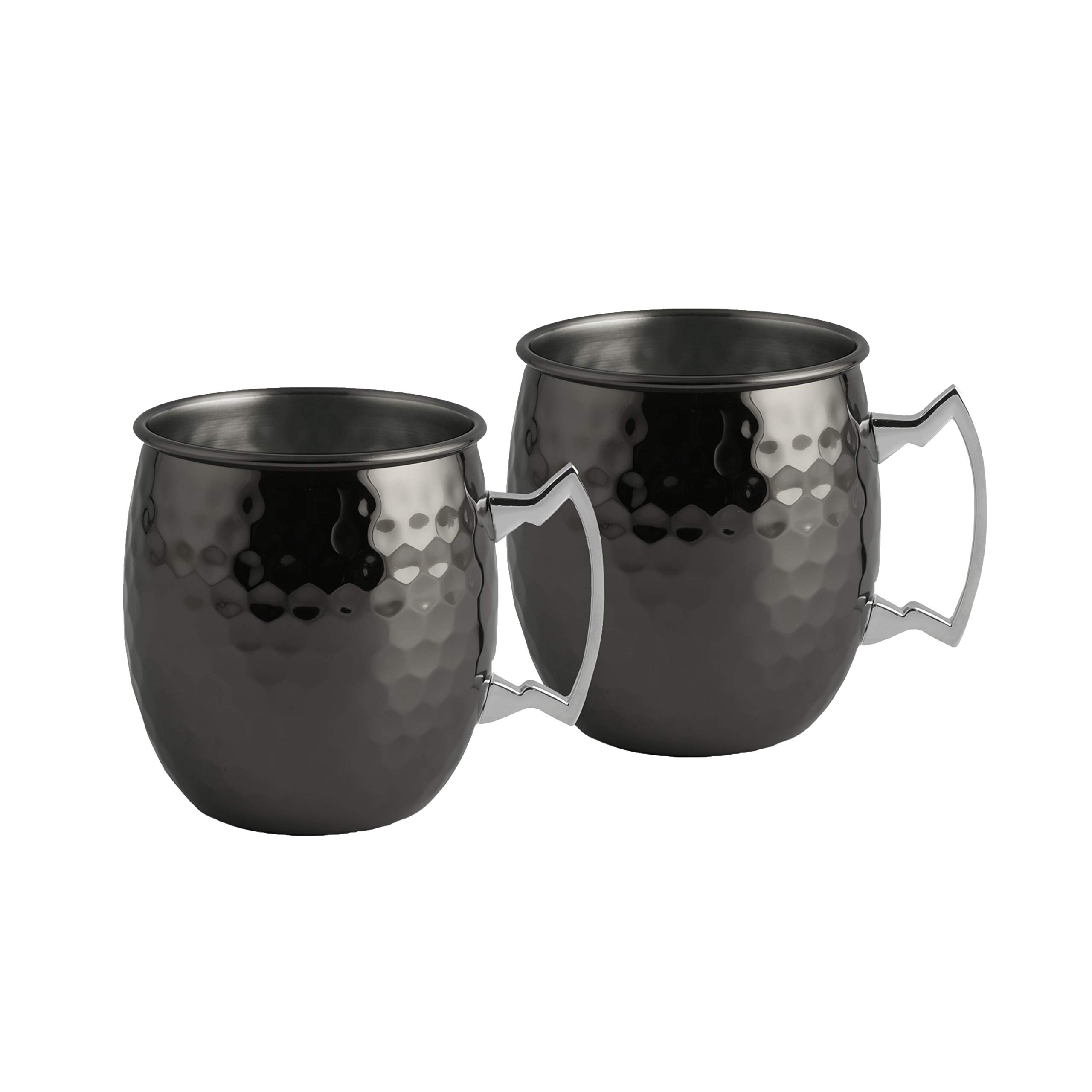 CAMBRIDGE Hammered Black Silversmiths Moscow Mule, Set of 2, 20 Ounce, 2 Count (Pack of 1)