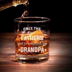 Only The Best Fathers get Promoted to Grandpa Pregnancy Announcement Whiskey Glass (Grandpa)