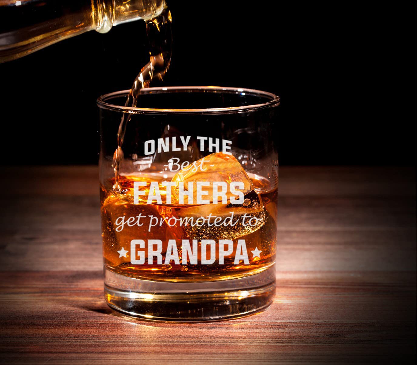 Only The Best Fathers get Promoted to Grandpa Pregnancy Announcement Whiskey Glass (Grandpa)