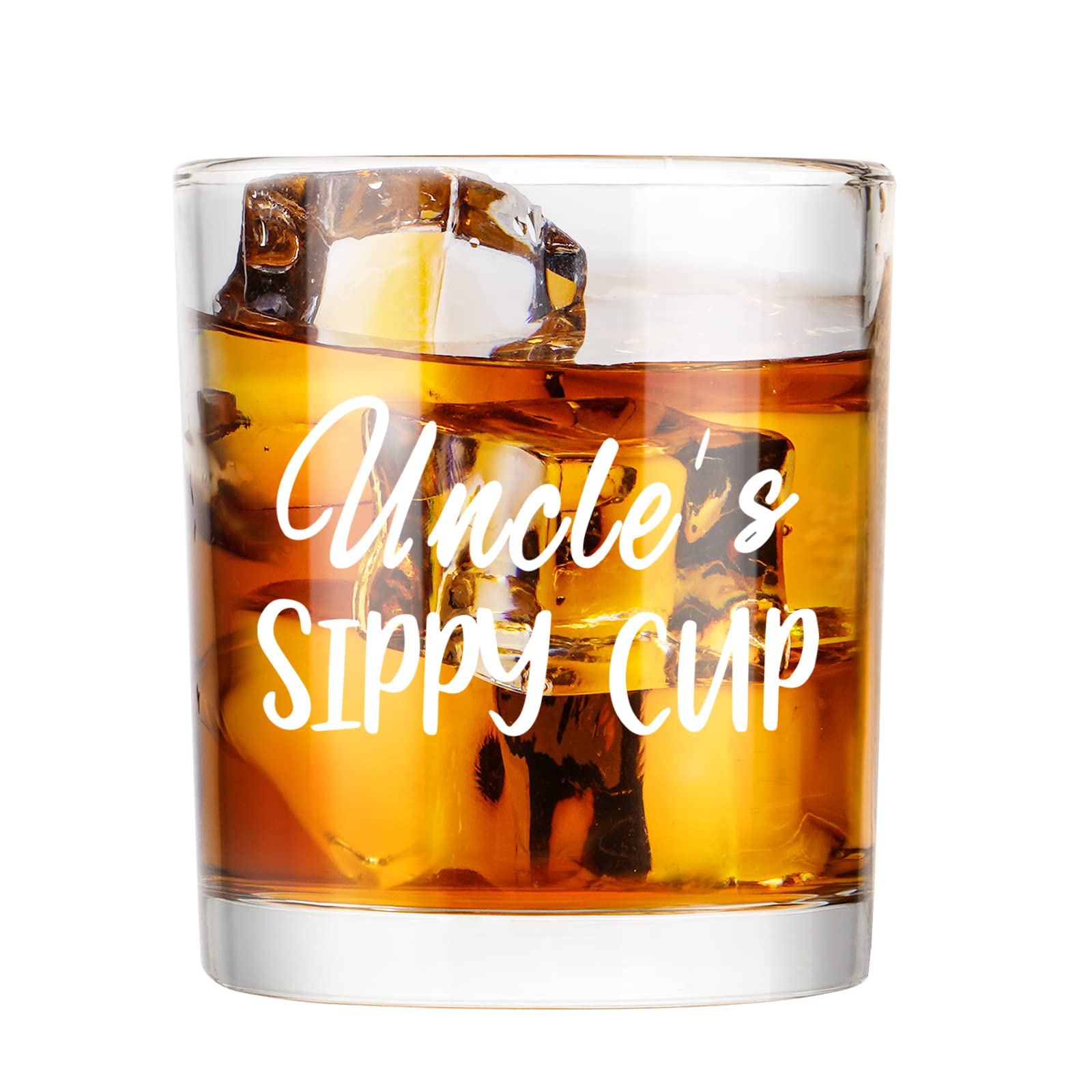 Modwnfy Funny Uncle’s Sippy Cup Whiskey Glass, Uncle Gift Old-Fashioned Glass for Men Uncle on Birthday Christmas Father’s Day, Novelty Uncle Rock Glass from Aunt Nephew Niece, 10 Oz