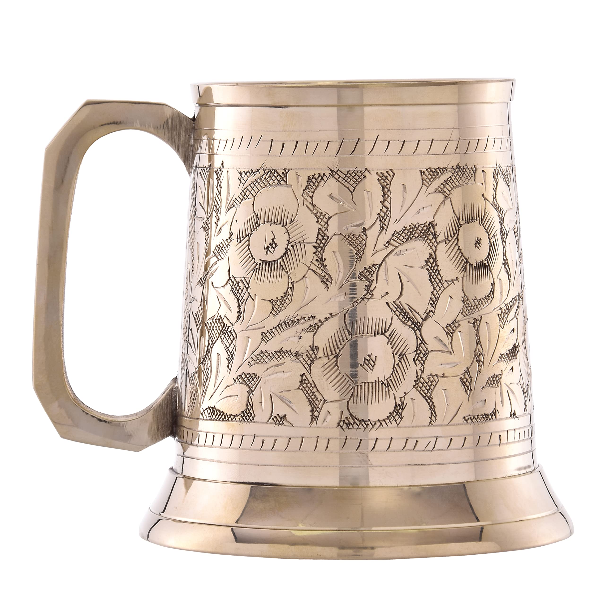 REPLICARTZ German Beer Mug Stein Hand Engraved Brass Antique Large Beer Stein Mug Men Tankard Wedding Pirates Medieval Gift Renaissance Moscow Mule - Capacity 500ml 16Oz