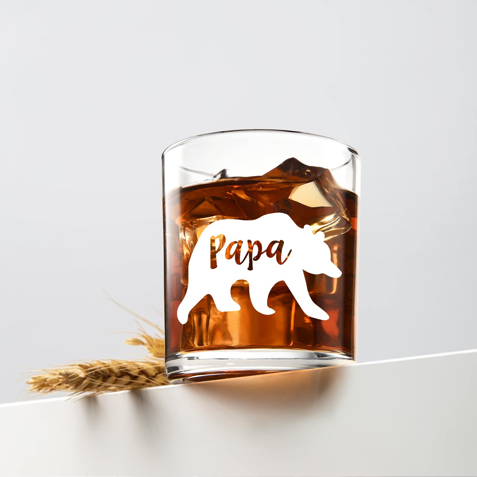 DAZLUTE Father's Day Gifts, Dad Gifts, Papa Bear Whiskey Glass, Christmas Birthday Gift Ideas for Papa, Dad, Father, Men, 10Oz Papa Old Fashioned Glass (transparent)