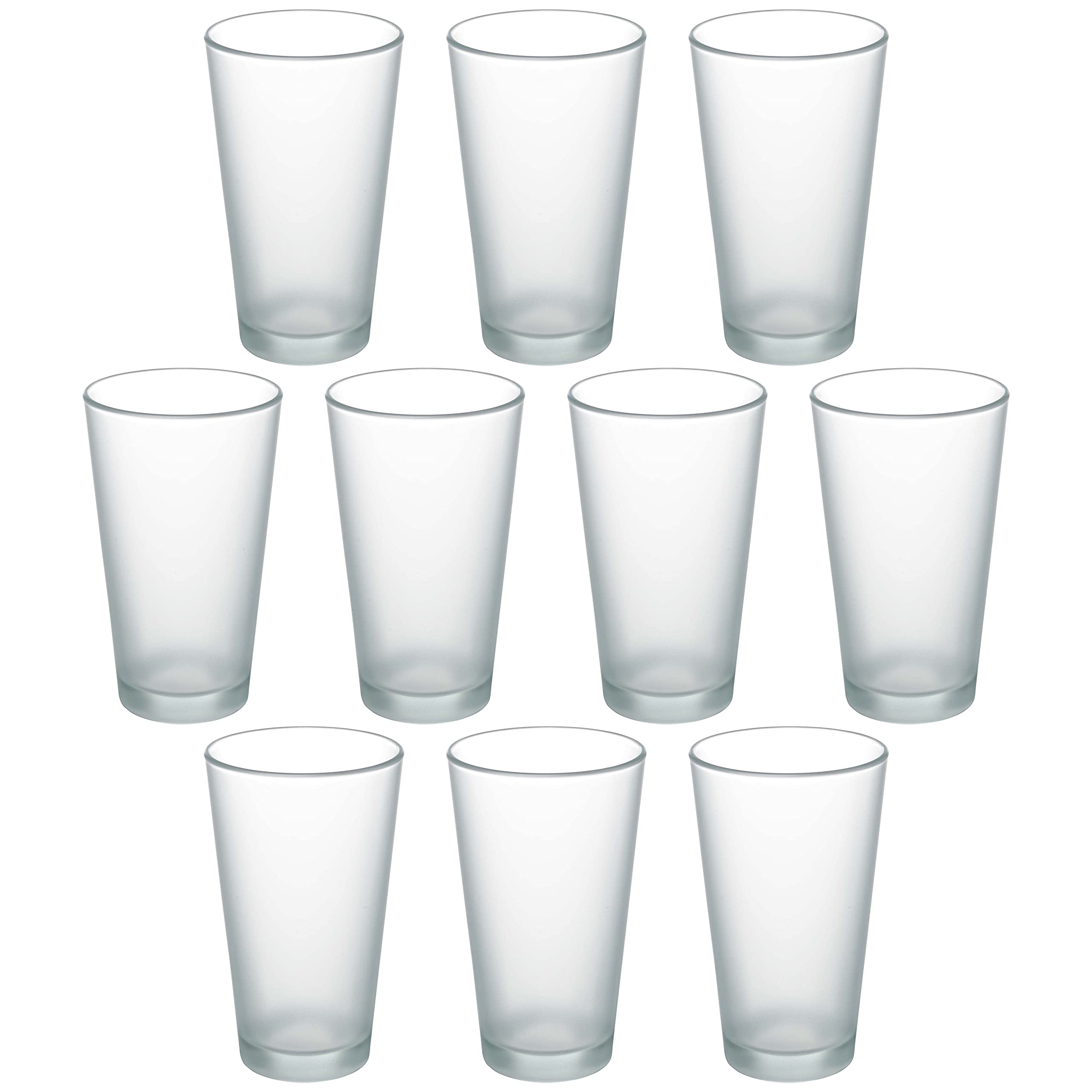 DISCOUNT PROMOS 10 Frosted Pint Glasses Set, 16 oz. - Barware, Mixing Glass, Durable - Frosted