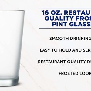 DISCOUNT PROMOS 10 Frosted Pint Glasses Set, 16 oz. - Barware, Mixing Glass, Durable - Frosted