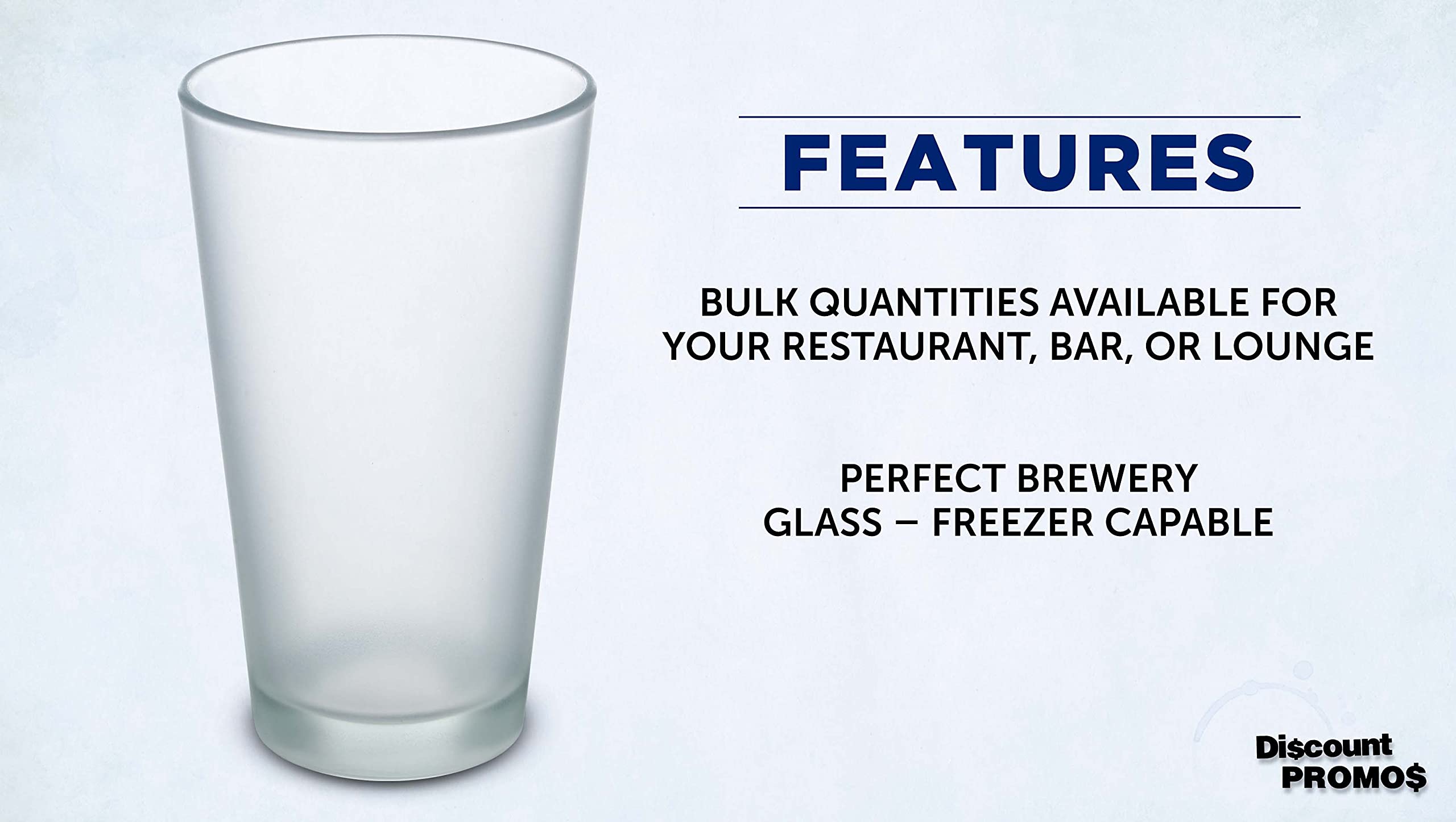 DISCOUNT PROMOS 10 Frosted Pint Glasses Set, 16 oz. - Barware, Mixing Glass, Durable - Frosted