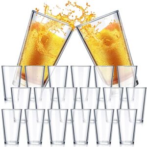 Inbagi 18 Pcs 16oz Highball Drinking Glasses Set Clear Glass Cups Crystal Bar Tall Pint Pub Beer Glasses Basics Tumbler Glassware for Kitchen Everyday Dinner Water Wine Iced Tea Juice Gifts