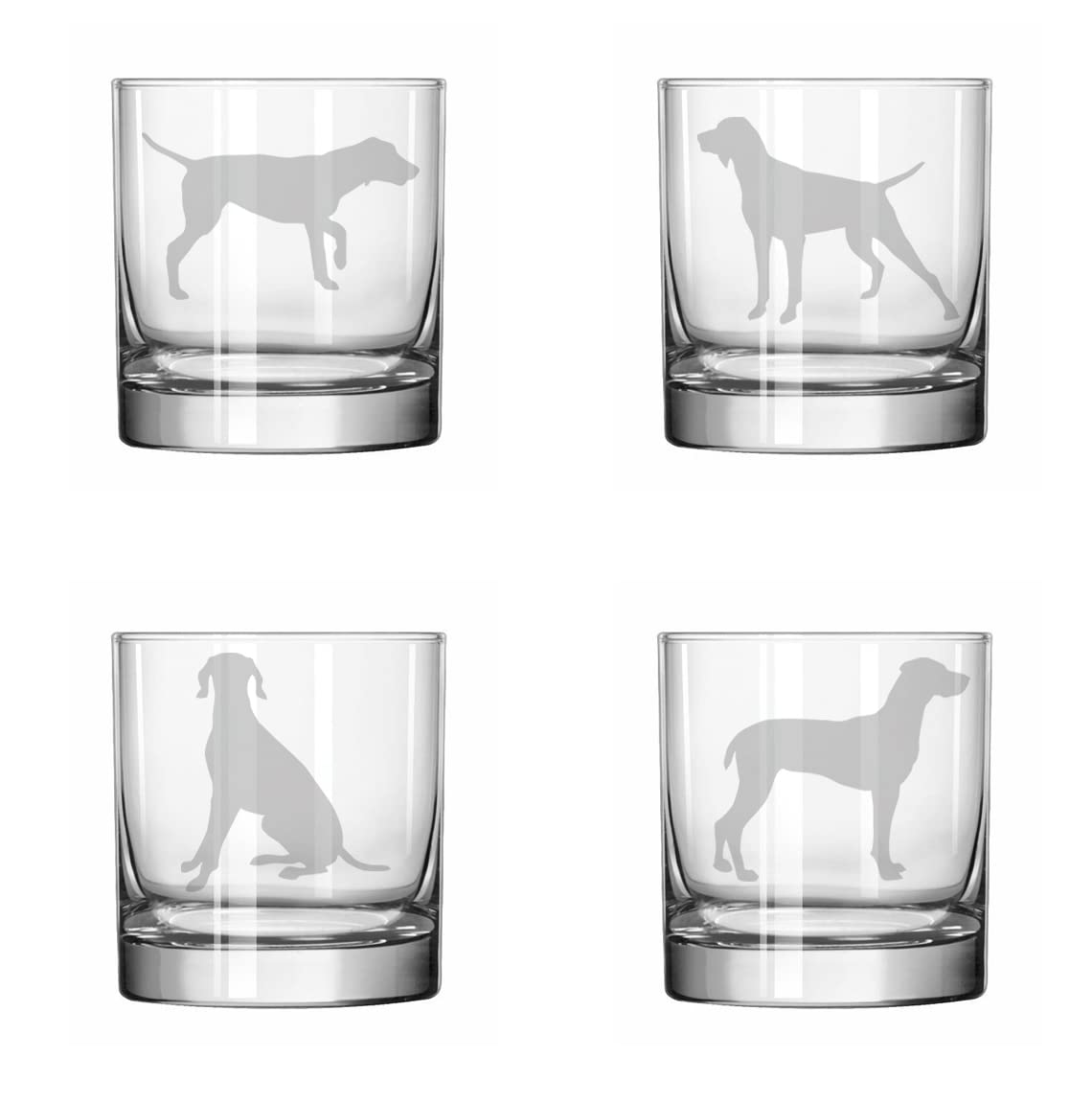 MIP Set of 4 Glass 11 oz Rocks Whiskey Old Fashioned German Shorthaired Pointer Collection