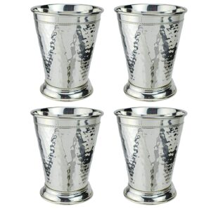 prince of scots hammered copper mint julep cup w/pure silver-plate (set of 4)