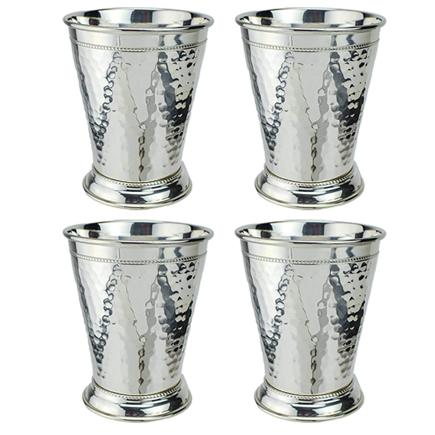 Prince of Scots Hammered Copper Mint Julep Cup w/Pure Silver-Plate (Set of 4)