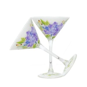 golden hill studio springtime in paris collection unique glassware by usa artists, set of 2, spring table décor