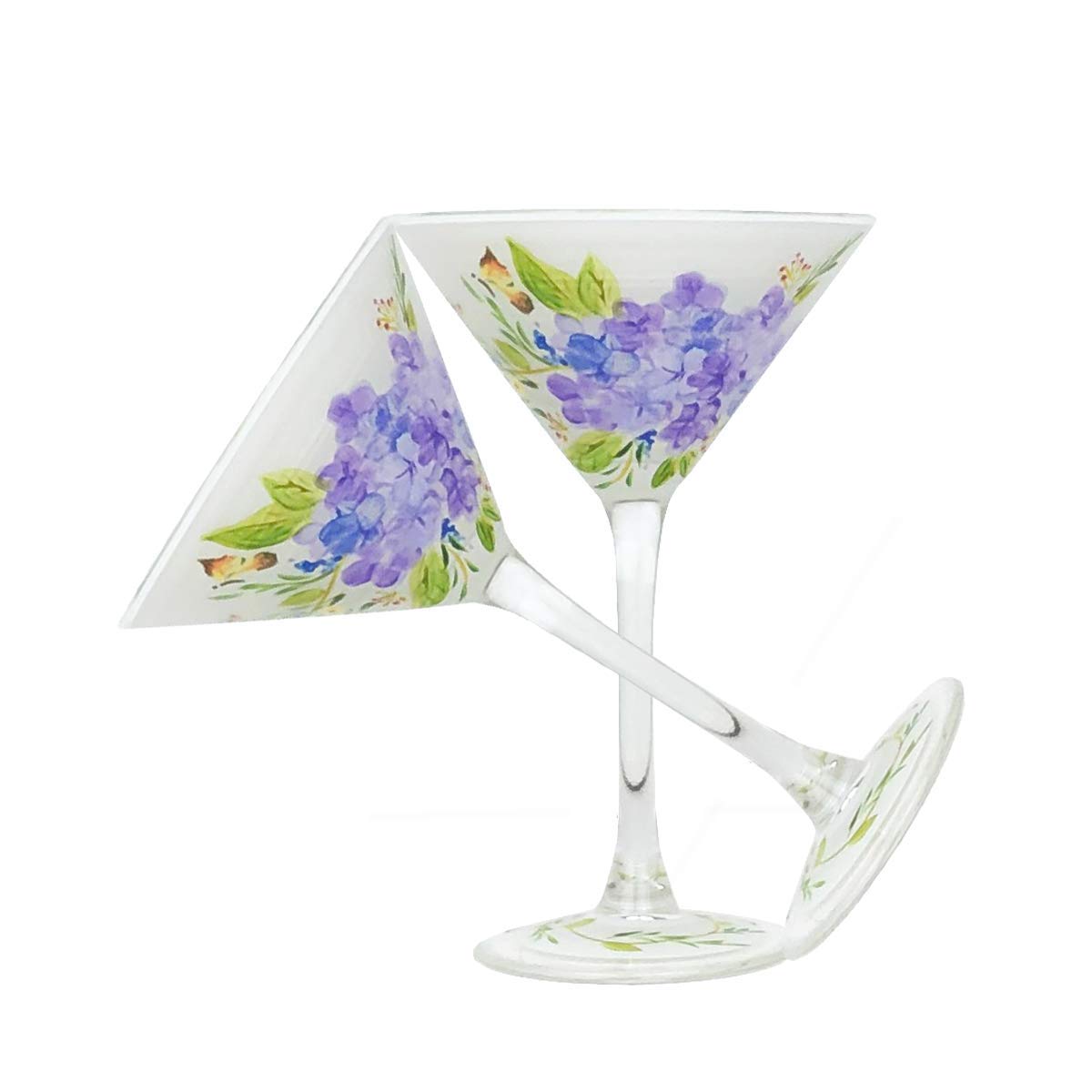 Golden Hill Studio Springtime in Paris Collection Unique Glassware by USA Artists, Set of 2, Spring Table Décor