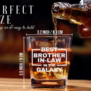 Onebttl Gifts for Brother in Law from Sister in Law, Funny Gift Idea for the Best Brother for Christmas, Birthday, Whiskey Glass - Best Brother in Law in the Galaxy