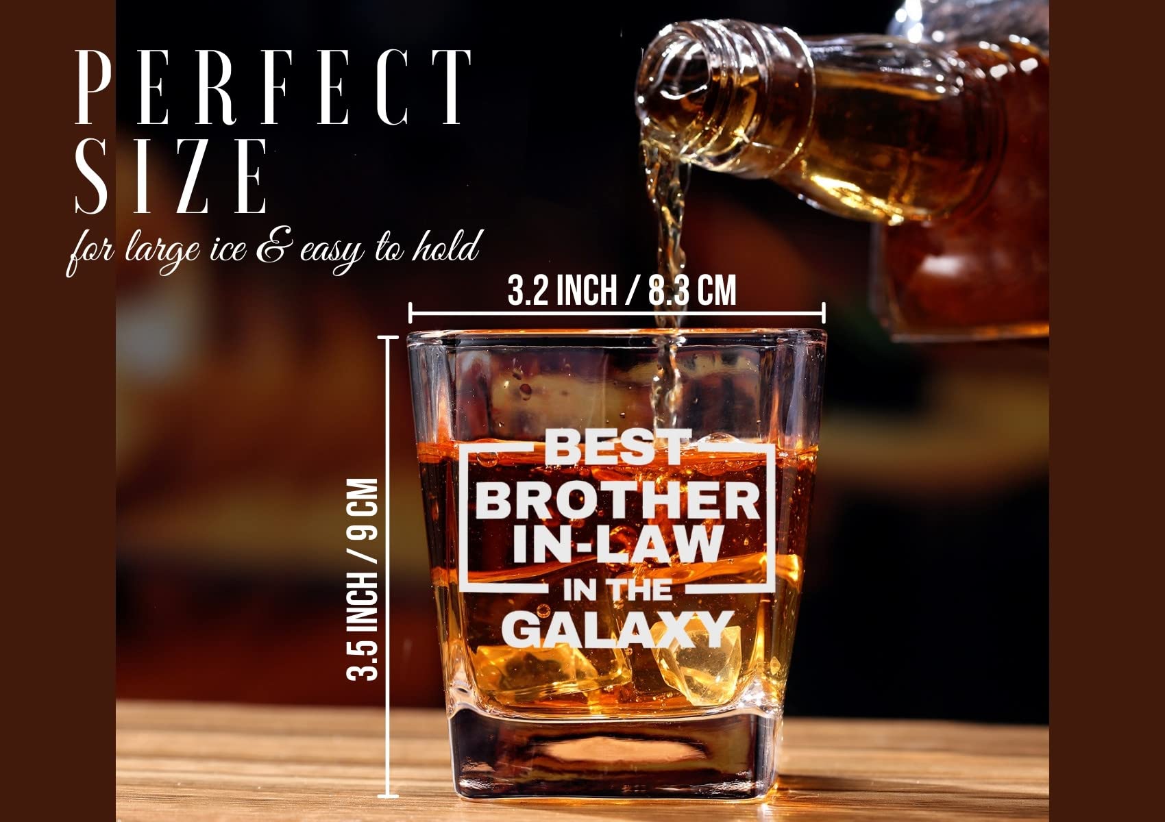 Onebttl Gifts for Brother in Law from Sister in Law, Funny Gift Idea for the Best Brother for Christmas, Birthday, Whiskey Glass - Best Brother in Law in the Galaxy