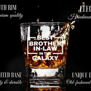 Onebttl Gifts for Brother in Law from Sister in Law, Funny Gift Idea for the Best Brother for Christmas, Birthday, Whiskey Glass - Best Brother in Law in the Galaxy