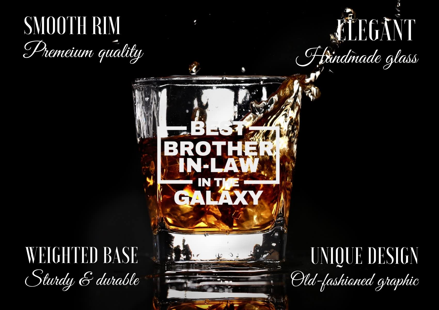 Onebttl Gifts for Brother in Law from Sister in Law, Funny Gift Idea for the Best Brother for Christmas, Birthday, Whiskey Glass - Best Brother in Law in the Galaxy