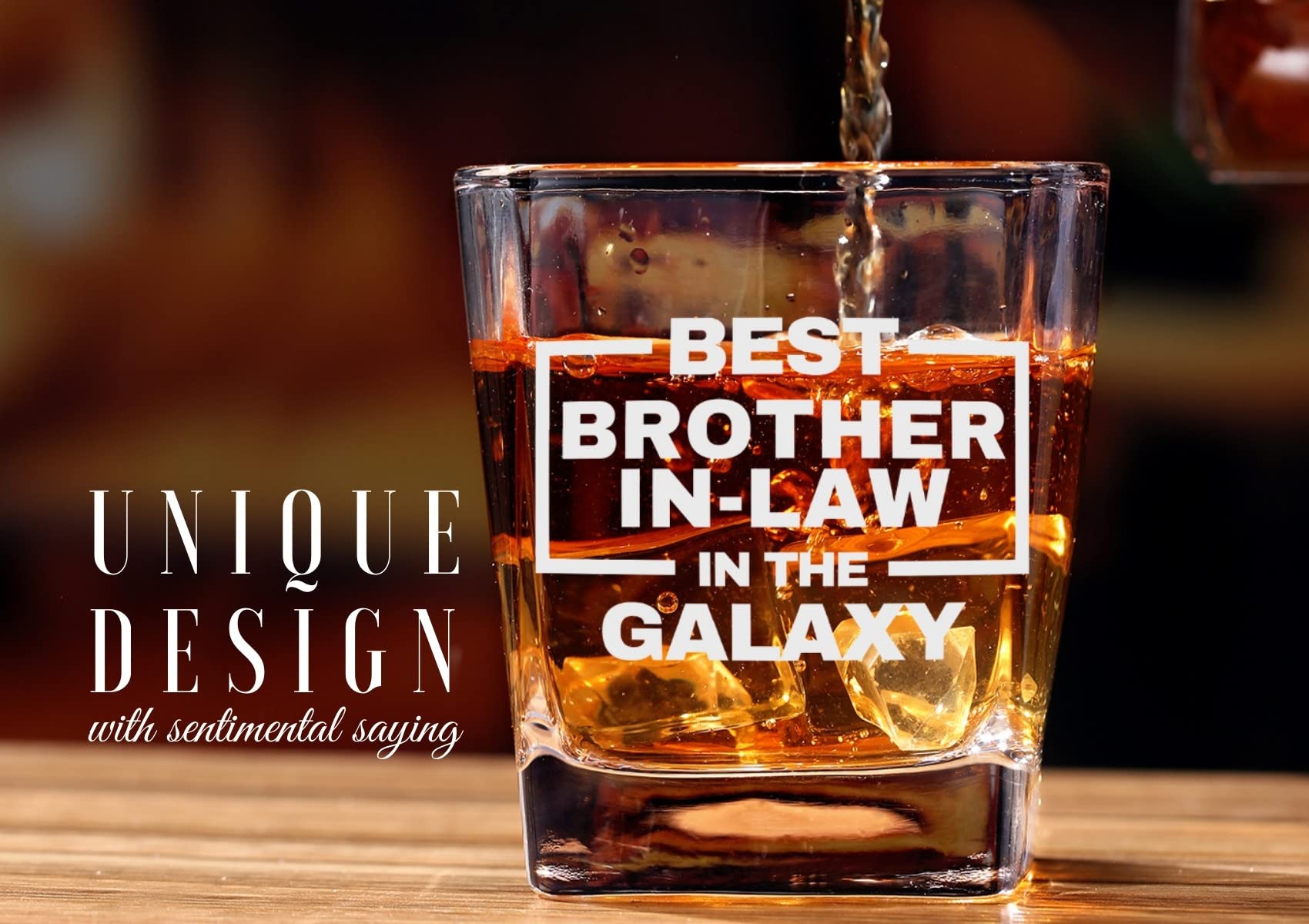 Onebttl Gifts for Brother in Law from Sister in Law, Funny Gift Idea for the Best Brother for Christmas, Birthday, Whiskey Glass - Best Brother in Law in the Galaxy