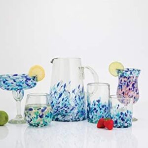 Amici Home Bahia Highball Glass | Set of 6 | Authentic Mexican Handmade Glassware | Blue and White Ombre | Bar Glasses for Mojito, Whiskey, and Cocktails | 16 Oz