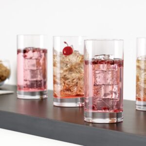 Lenox Personalized Tuscany 16oz Cylinder Highball Glasses, Set of 4 Custom Engraved Crystal Hiball Glasses for Cocktails, Mixed Drinks, Iced Tea, Juices and More