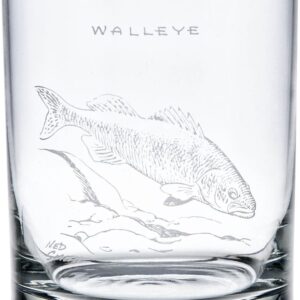 Culver Ned Smith Freshwater Fish 14-Ounce (DOF) Double Old Fashioned Glass Assorted Set of 4