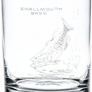 Culver Ned Smith Freshwater Fish 14-Ounce (DOF) Double Old Fashioned Glass Assorted Set of 4