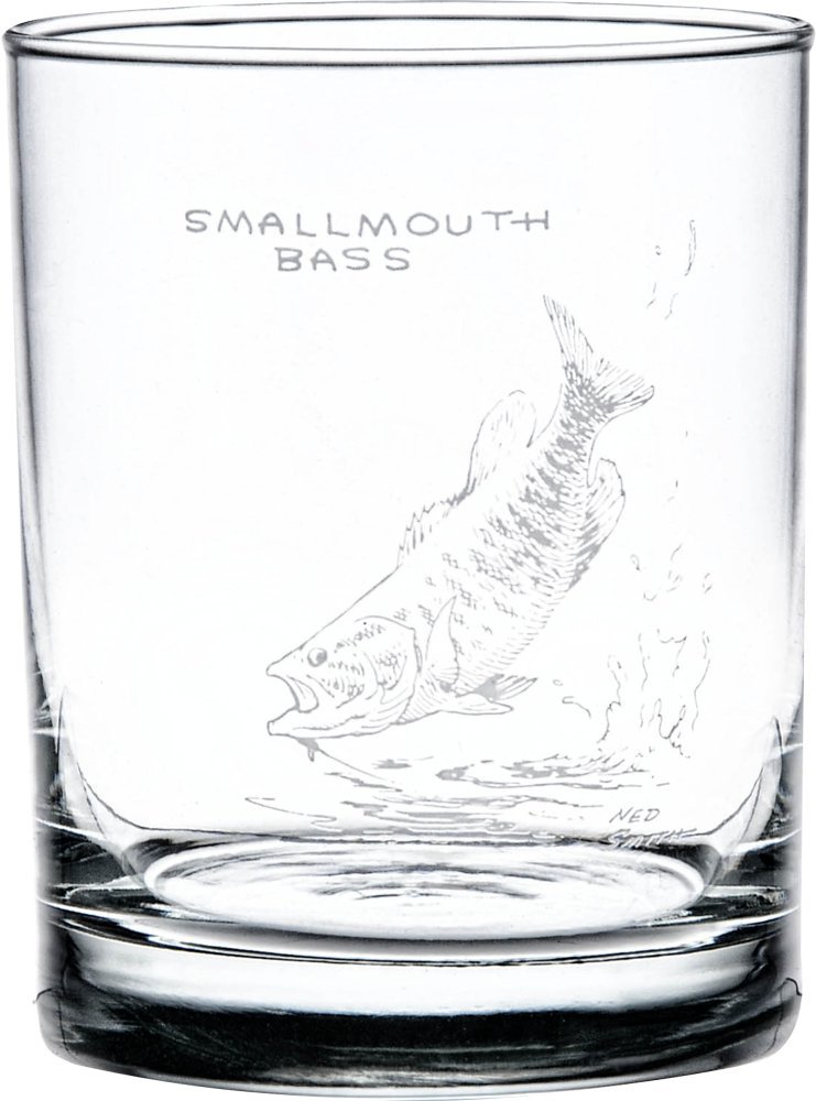 Culver Ned Smith Freshwater Fish 14-Ounce (DOF) Double Old Fashioned Glass Assorted Set of 4