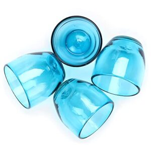 Handmade con Amor - Hand Blown Mexican Drinking Glasses - Set of 6, 9 fl oz each, Aquamarine Turquoise