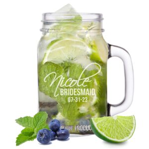 bridesmaid mason jar tumbler cups - custom personalized for wedding bridal party mason jars