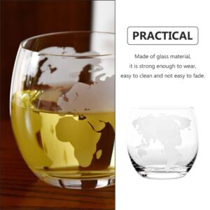 UPKOCH 450ML Clear Glass Water Cup Set 2Pcs World Map Design Whiskey Glasses Crystal Shot Glasses Coffee Mugs Summer Water Tumbler Fiesta and Cinco de Mayo Party Supplies