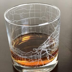 Rocks Whiskey Old Fashioned 11oz Glass Urban City Map Cleveland Ohio