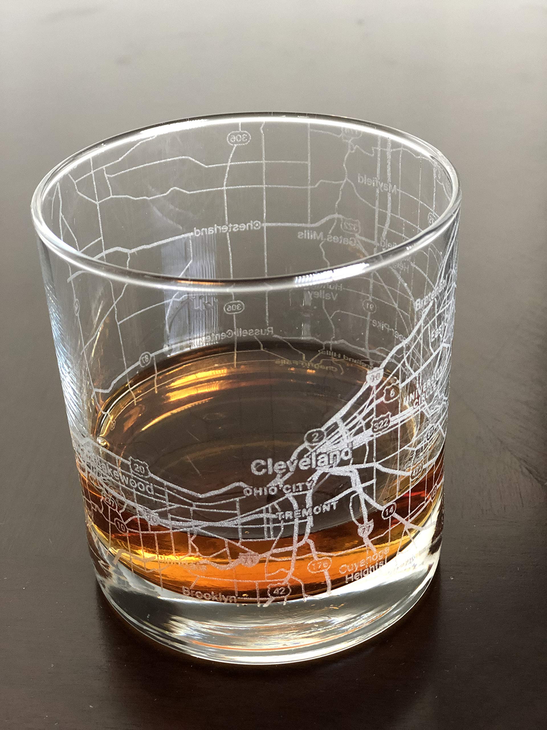 Rocks Whiskey Old Fashioned 11oz Glass Urban City Map Cleveland Ohio