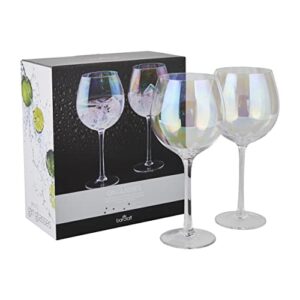 Barcraft Balloon Gin Glasses, Rainbow-Pearl Iridescent, 500 ml, Set of 2, Gift Boxed, 2 Set