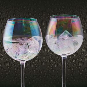 Barcraft Balloon Gin Glasses, Rainbow-Pearl Iridescent, 500 ml, Set of 2, Gift Boxed, 2 Set