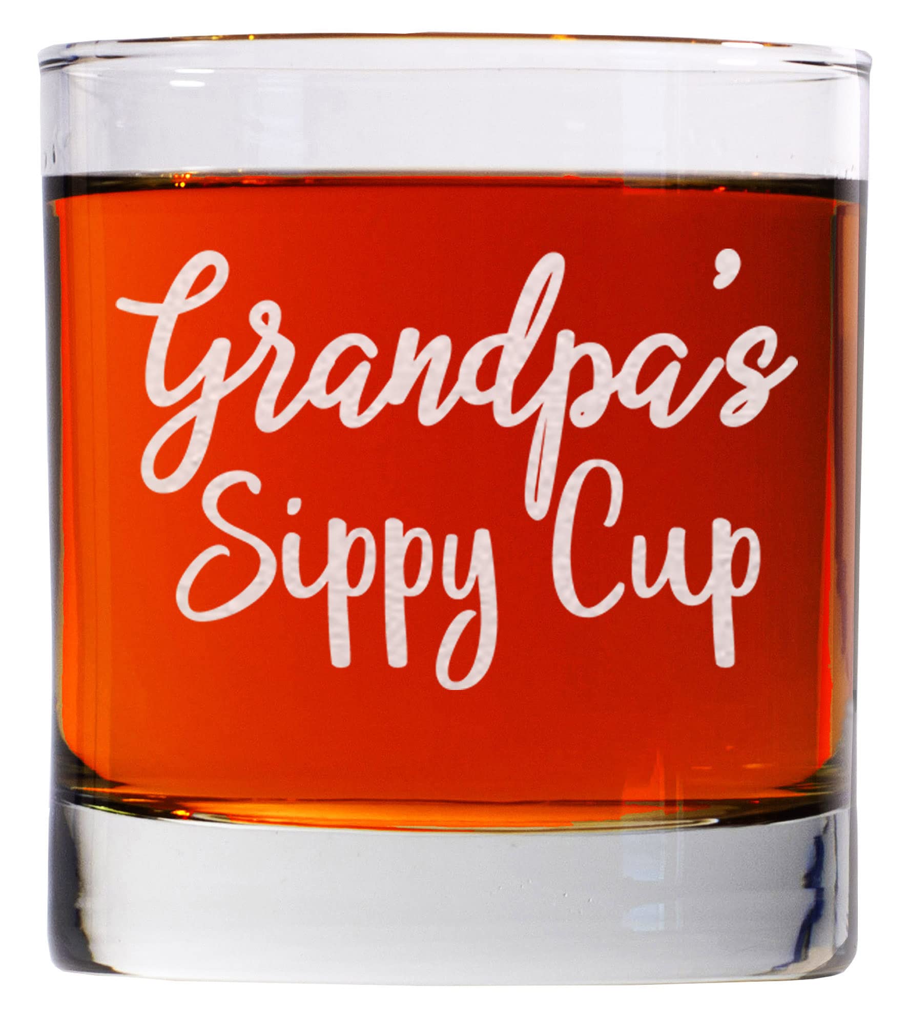 CARVELITA Grandpa's Sippy Cup Whiskey Glass - 11oz Engraved Old Fashioned Bourbon Rocks Glass - Grandpa Gifts - Gifts For Grandpa - Funny New Grandpa Gifts - Papa Gifts - Grandpa Juice Glass