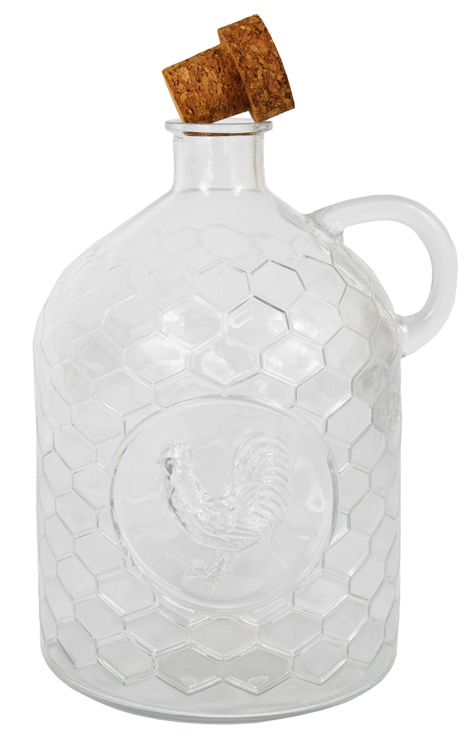 Circleware Rooster 2 Liter Glass Jug Pitcher with Cork Stopper